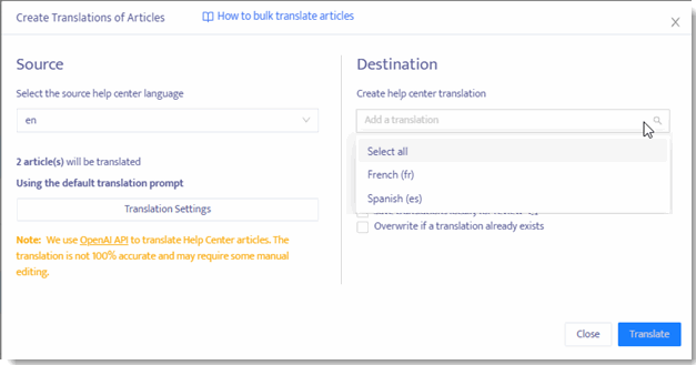 Translating Articles with Bulk Translate – Swifteq Apps - Zendesk and ...