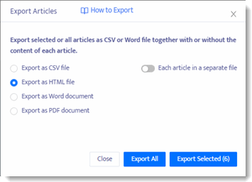 Exporting Articles, Links and Media – Swifteq Apps - Zendesk and Intercom